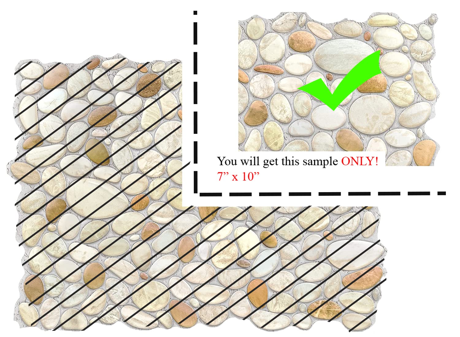 Sample for Display Purpose only Retro-Art 3D Wall Panels, Natural Pebble in White Beige Grey, PVC, 7"x10", 564PP