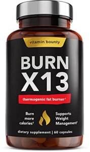 vitamin bounty burn x13 - thermogenic fat burner, fat burner for men, fat burners for women, thermogenic warming, support muscle growth, pumps, vascularity, and energy levels - 60 capsules