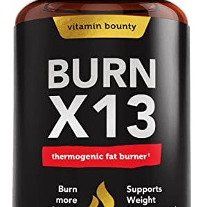 Vitamin Bounty Burn X13 - Thermogenic Fat Burner, Fat Burner for Men, Fat Burners for Women, Thermogenic Warming, Support Muscle Growth, Pumps, Vascularity, and Energy Levels - 60 Capsules