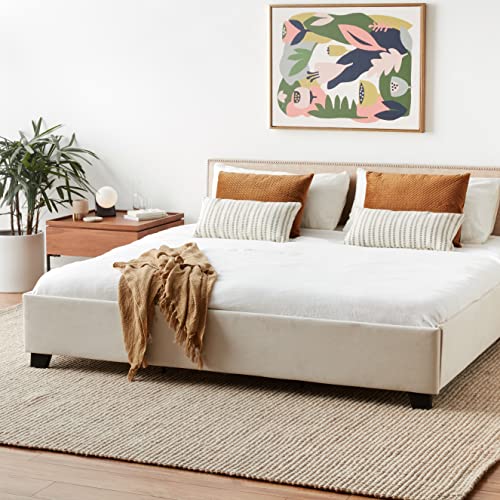 Republic Design House Upholstered Bed Frame Only, Ivory, California King Size, (375-FO-BR)