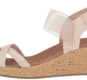 Skechers Women's Cork Wedge Sandal, Natural, 6