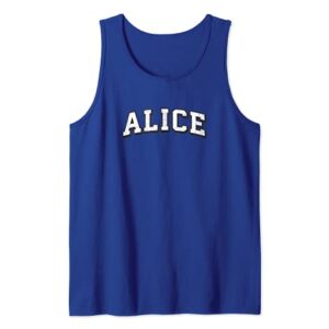 Alice Texas Vintage Athletic Sports B&W Print Tank Top