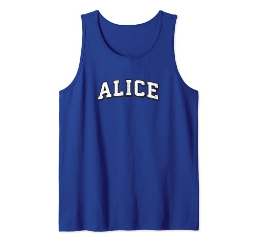 Alice Texas Vintage Athletic Sports B&W Print Tank Top