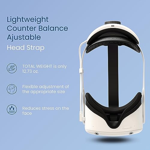 BUSQUEDA Elite Strap with Battery for Oculus Quest 2,8000mAh Extend 9hrs Playtime,Fast Charging VR Power,Counter Balance&Adjustable Head Strap for Enhanced Support and Comfort in VR