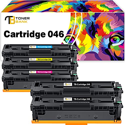 Toner Bank Compatible 046 Toner Cartridge Replacement for Canon 046 046H CRG-046 Color ImageCLASS MF733Cdw MF731Cdw MF733 MF735Cdw LBP654Cdw Printer Ink (Black Cyan Magenta Yellow, 5-Pack)