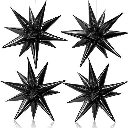 KatchOn, Black Spike Balloons - 20 Inch, Pack of 50 | Black Star Balloons Metallic, Black Starburst Balloon | Halloween Balloons | Spiky Balloons for Bachelorette Party, Black Halloween Decorations