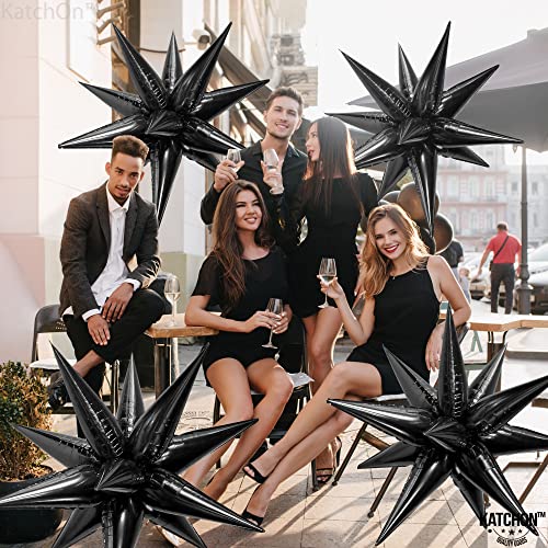 KatchOn, Black Spike Balloons - 20 Inch, Pack of 50 | Black Star Balloons Metallic, Black Starburst Balloon | Halloween Balloons | Spiky Balloons for Bachelorette Party, Black Halloween Decorations