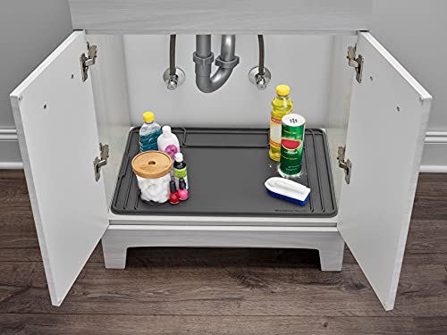 WeatherTech SinkMat – Waterproof Under Sink Liner Mat for Kitchen Bathroom – 28” x 19” Inches - Durable, Flexible Tray – Home undersink Organizer Must Haves, Black