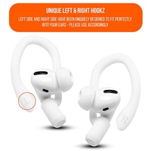 WC HookZ - Upgraded Over Ear Hooks for AirPods Pro & AirPods 1, 2 & 3-2 Size Pairs Included in Package, Unique Left & Right Hook, Does Not Fit with Glasses, Made by Wicked Cushions | Winter White