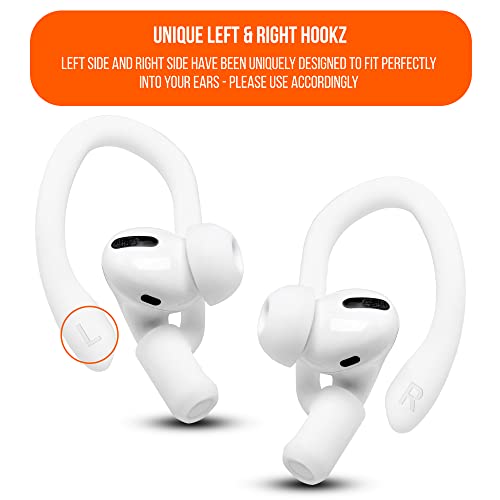 WC HookZ - Upgraded Over Ear Hooks for AirPods Pro & AirPods 1, 2 & 3-2 Size Pairs Included in Package, Unique Left & Right Hook, Does Not Fit with Glasses, Made by Wicked Cushions | Winter White