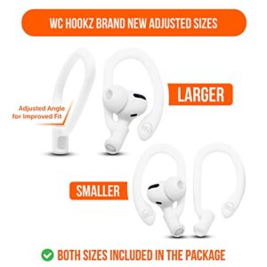 WC HookZ - Upgraded Over Ear Hooks for AirPods Pro & AirPods 1, 2 & 3-2 Size Pairs Included in Package, Unique Left & Right Hook, Does Not Fit with Glasses, Made by Wicked Cushions | Winter White