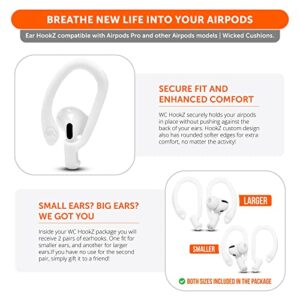 WC HookZ - Upgraded Over Ear Hooks for AirPods Pro & AirPods 1, 2 & 3-2 Size Pairs Included in Package, Unique Left & Right Hook, Does Not Fit with Glasses, Made by Wicked Cushions | Winter White