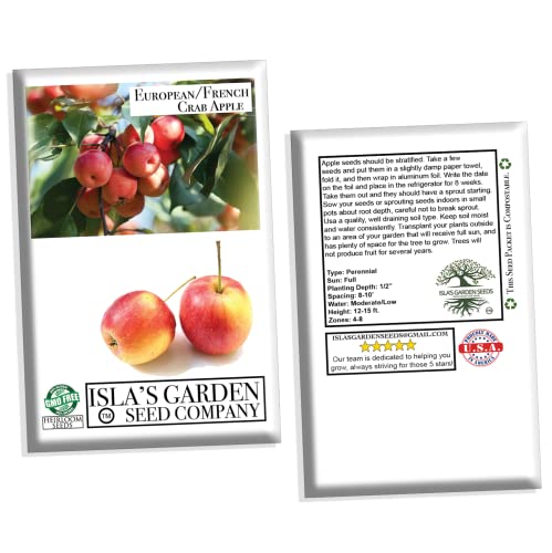 European/French Crab Apple Tree Seeds, 20 Apple Seeds Per Packet, (Isla's Garden Seeds), Non GMO Seeds, Botanical Name: Malus sylvestris, 98% Germination Rates