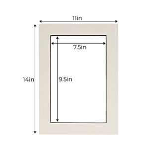 CountryArtHouse White Acid Free 11x14 Picture Frame Mat with Black Core Bevel Cut for 8x10 Pictures - Fits 11x14 Frame