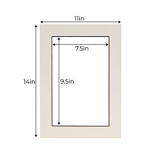 CountryArtHouse White Acid Free 11x14 Picture Frame Mat with Black Core Bevel Cut for 8x10 Pictures - Fits 11x14 Frame