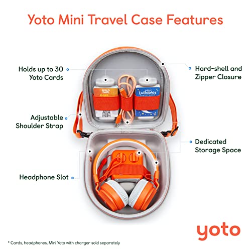 Yoto Mini Travel Case – Kids Accessory, Protective Hard-Shell Carrier with Adjustable Shoulder Strap, Holds Mini, Headphones and Up to 30 Audiobook Cards