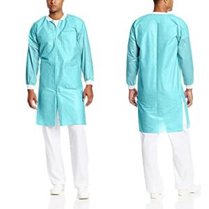 Medical Nation 10 Pack Disposable Lab Coats - Durable Knee Length Reusable Lab Coat with Knit Cuffs and Pockets, Unisex | Perfect For Dental, Hospitals, Pharmacies, Labs, Clinics - Teal Blue, Medium