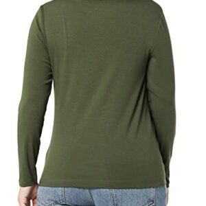 Amazon Essentials Women's Slim-Fit Long Sleeve Square Neck T-Shirt, Olive, Medium