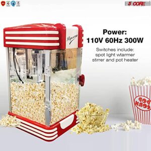 5 Core Popcorn Machine Popcorn Maker Machine used in Home Movie Theater Style Popcorn Popper 4 Oz Antique 300 Watts Big Grande Size POP 850