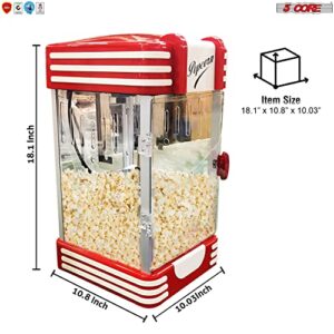 5 Core Popcorn Machine Popcorn Maker Machine used in Home Movie Theater Style Popcorn Popper 4 Oz Antique 300 Watts Big Grande Size POP 850