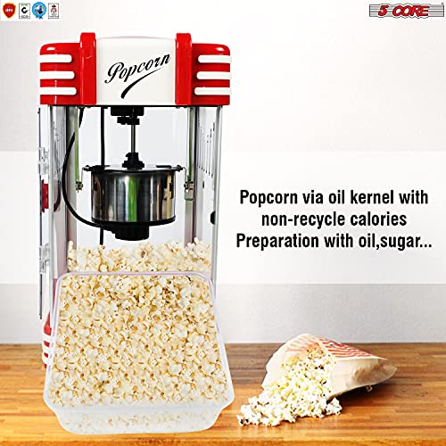 5 Core Popcorn Machine Popcorn Maker Machine used in Home Movie Theater Style Popcorn Popper 4 Oz Antique 300 Watts Big Grande Size POP 850