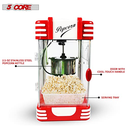 5 Core Popcorn Machine Popcorn Maker Machine used in Home Movie Theater Style Popcorn Popper 4 Oz Antique 300 Watts Big Grande Size POP 850