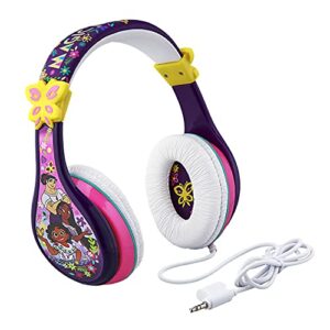 ekids disney encanto headphones for kids, wired headphones for school, home or travel, tangle free toddler headphones with volume control, 3.5mm jack, includes headphone splitter