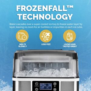 Newair NIM045SS00 45 lbs. Portable Countertop Clear Ice Maker with FrozenFall Technology, Custom Ice Thickness Controls, 24 Hour Timer, Large Viewing Ice Window, Perfect for Cocktails, Scotch, Soda