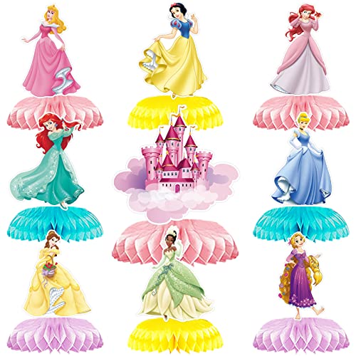 Ou Guan 9pack Disne Princess Party Honeycomb Centerpiece Table Decorations Disne Princess Theme Birthday Party Supplies