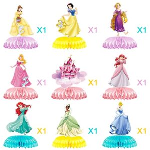 Ou Guan 9pack Disne Princess Party Honeycomb Centerpiece Table Decorations Disne Princess Theme Birthday Party Supplies