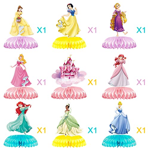 Ou Guan 9pack Disne Princess Party Honeycomb Centerpiece Table Decorations Disne Princess Theme Birthday Party Supplies