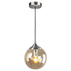 kco lighting modern glass globe pendant light nordic brushed nickel pendant lights single glass ball chandelier adjustable hanging light fixtures kitchen pendant lighting over island (amber)