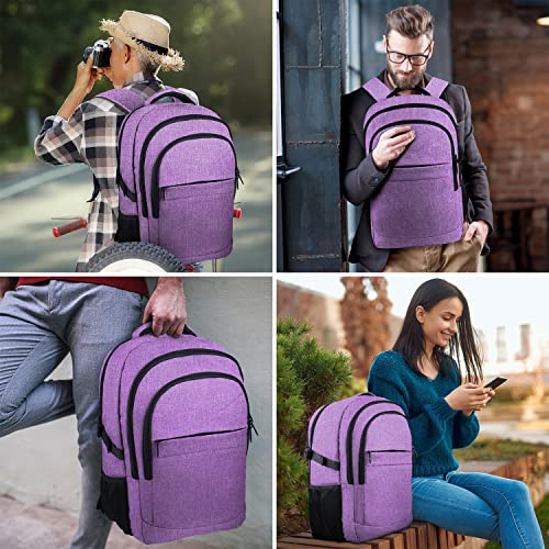 Lapsouno Extra Large Travel Backpack, Travel Laptop Backpack, Multiple Pockets 17.3 Inch Carry on Backpack with USB Port, TSA Friendly Water Resistant Business Travel Bag for Women, Purple