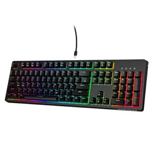 ltc nb1041 nimbleback wired mechanical keyboard, hot-swappable 104keys rgb backlit gaming keyboard, red switch/black