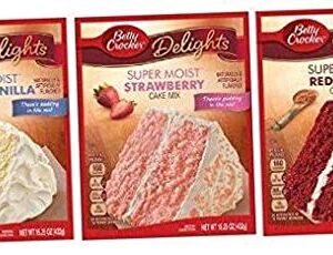 THREE (3) Cake Bundle Super Moist French Vanilla Cake, Super Moist Red Velvet Cake, Super Moist Strawberry Cake, Lot Set of 3 Items "There's Pudding in the mix!" Cake Mix .2 pack