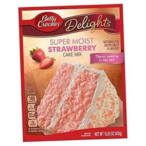 THREE (3) Cake Bundle Super Moist French Vanilla Cake, Super Moist Red Velvet Cake, Super Moist Strawberry Cake, Lot Set of 3 Items "There's Pudding in the mix!" Cake Mix .2 pack