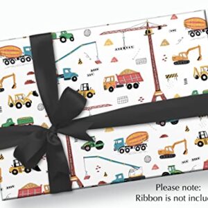 Stesha Party Heavy Duty Construction Gift Wrap Paper - Folded Flat 30 x 20 Inch (3 Sheets)