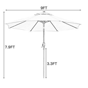 Sunnyglade 9' Patio Umbrella Outdoor Table Umbrella with 8 Sturdy Ribs（Brown）