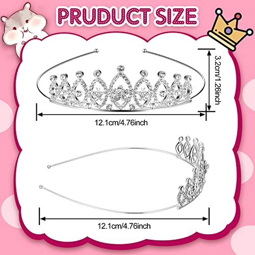 24 Pieces Girls Crystal Tiara Crown Rhinestone Tiara Headband Bling Crystal Princess Tiaras Silver Heart Crown Headband for Wedding Prom Birthday Party Hair Jewelry, 12 Styles