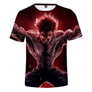 yujiro hanma shirt 3d print t-shirt costume short sleeve top tee (b, large)