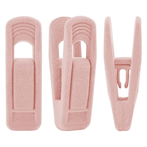 Trgowaul Light Pink Velvet Hangers Clips, Pant Hangers Velvet Clips, Strong Finger Clips Perfect for Thin Velvet Hangers Suit Skirt Pant Clothes Velvet Hangers, Velvet Baby Hangers Clips