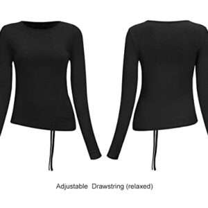 Athletic Tops for Women Long Sleeve Fitted (Black,L)