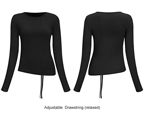 Athletic Tops for Women Long Sleeve Fitted (Black,L)