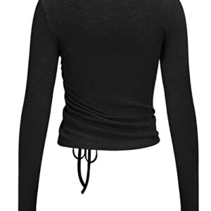 Athletic Tops for Women Long Sleeve Fitted (Black,L)