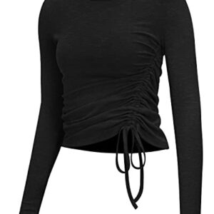 Athletic Tops for Women Long Sleeve Fitted (Black,L)