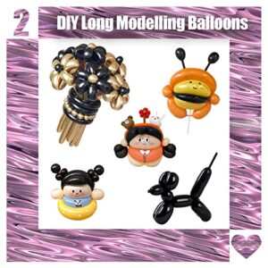 100 Pcs Long Balloons Twisting Balloons DIY 260 Latex Balloon Long Balloons for Birthday Wedding Decor, Party Decoration, Ties Balloons (black)