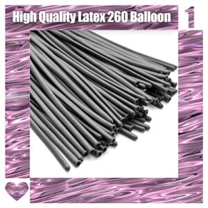 100 Pcs Long Balloons Twisting Balloons DIY 260 Latex Balloon Long Balloons for Birthday Wedding Decor, Party Decoration, Ties Balloons (black)