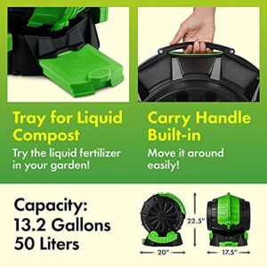 DF Omer 13.2 Gallon / 50L Tumbling Composter | Fast-Working - Small and Light Compost Bin for Outdoor or Indoor Use | All Season Compost Tumbler | Quick Curing Compost All Year Round