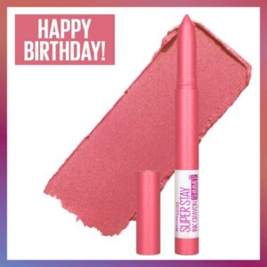 MAYBELLINE New York Super Stay Ink Crayon Matte Longwear Lipstick Makeup, Long Lasting Matte Lipstick with Built-In Sharpener, Limited Edition Birthday Collection, Happy Birthday!, 0.04 oz