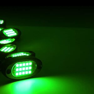 Winunite 8 Pods Green LED Rock Lights with 32-4/5Ft Extension Wires, Waterproof Off Road Truck Car ATV SUV Motorcycle Under Body Glow Light Trail Fender Lighting Rock Light